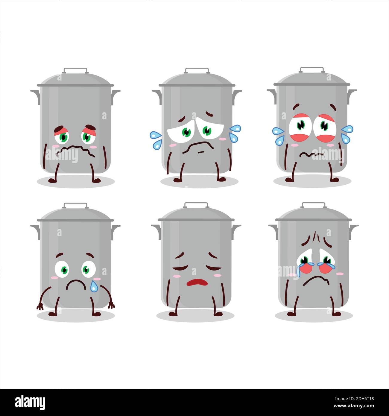 Stock pot cartoon character with sad expression. Vector illustration ...