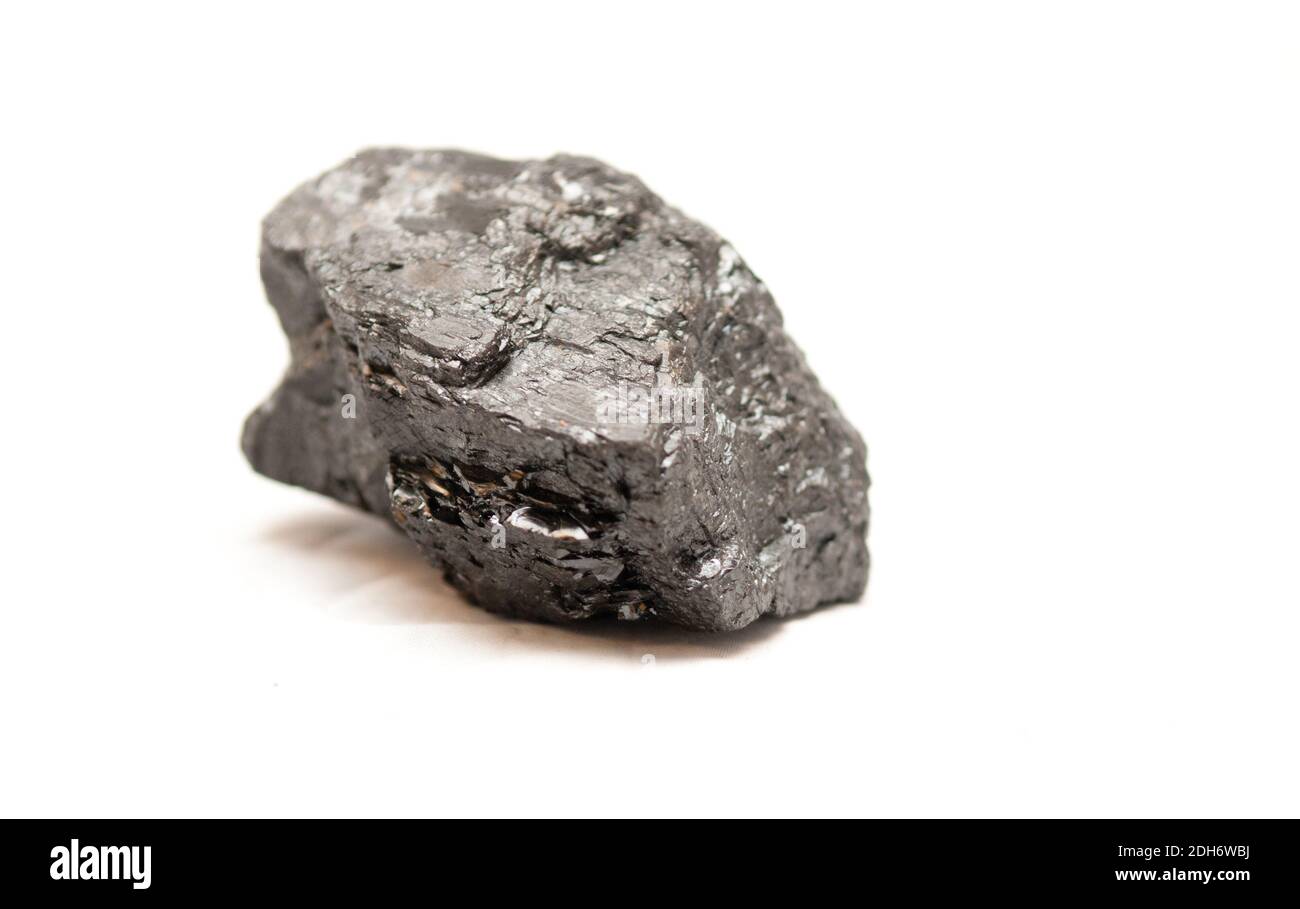 bituminous coal sample on a white background Stock Photo - Alamy