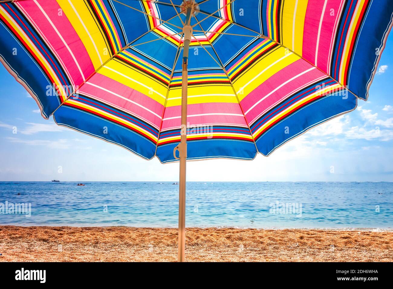 Colorful umbrella close-up on a tropical beach Stock Photo - Alamy