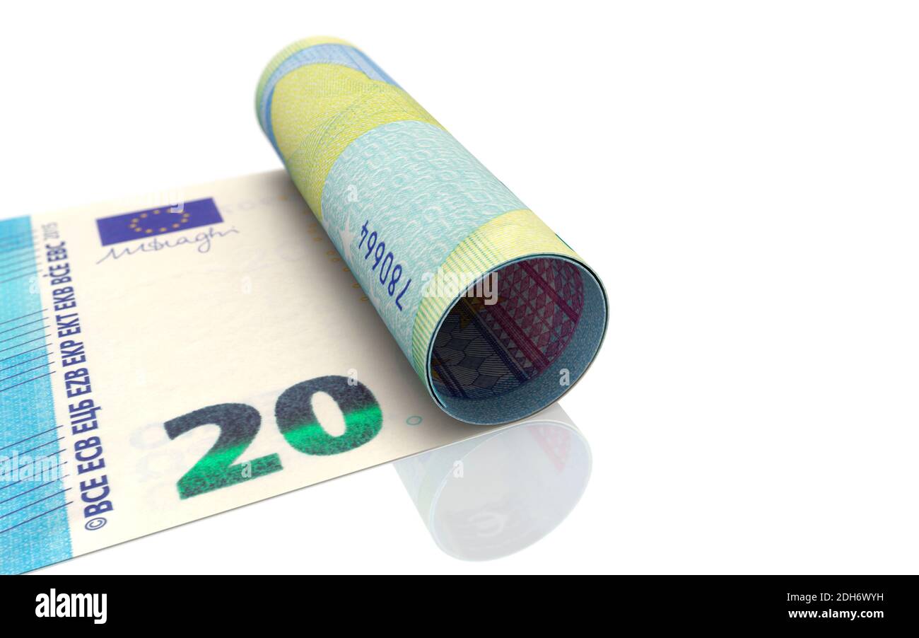 Rolled 20 Euro note Stock Photo - Alamy
