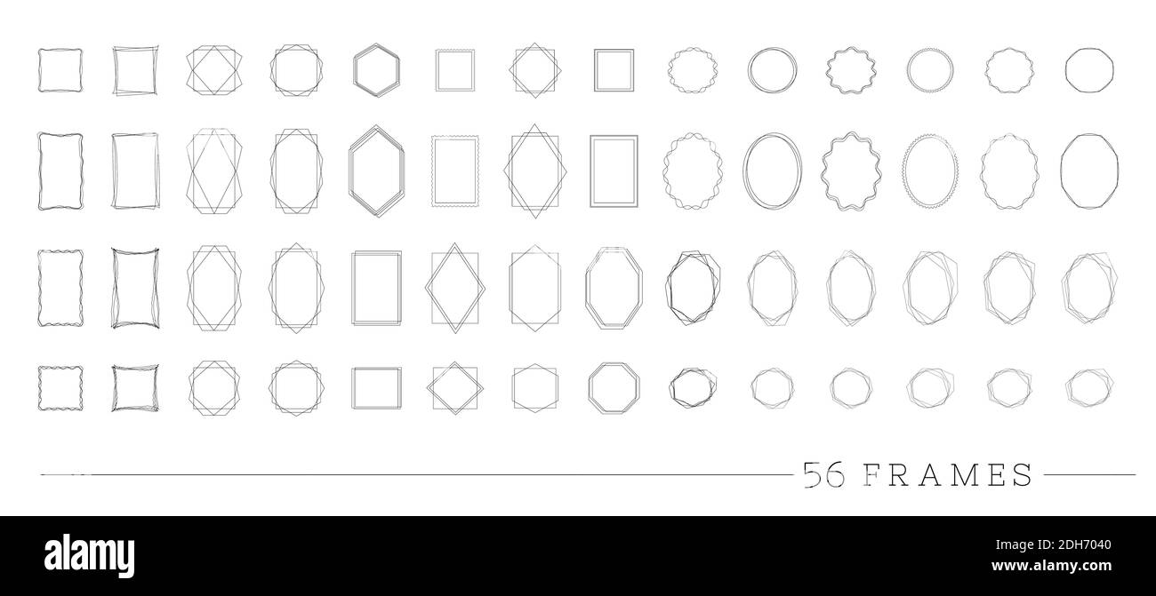 big set of geometric thin lineart abstract frames for trendy social ...