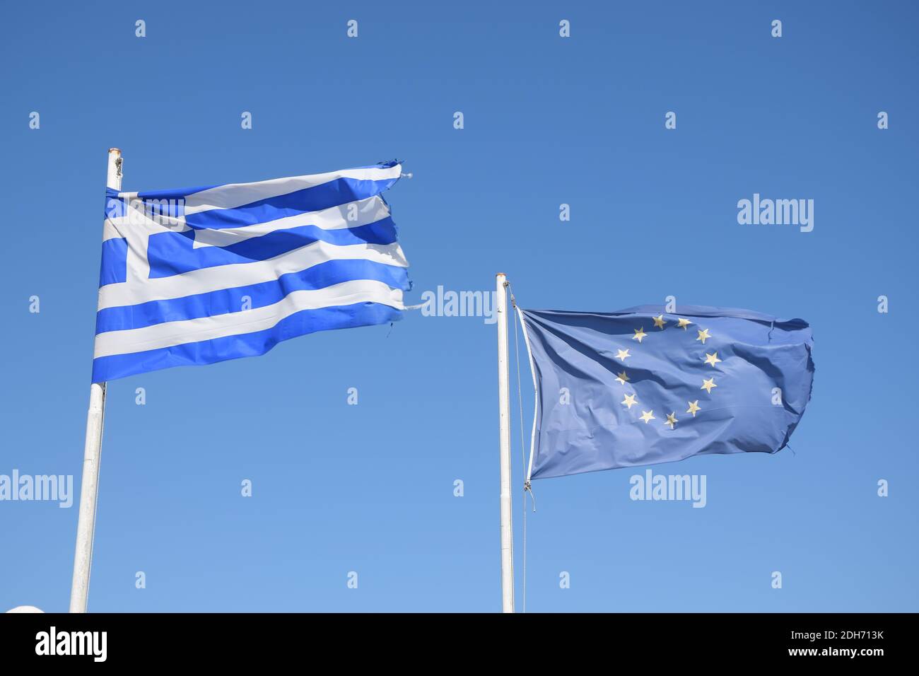 Flag of Greece and EU Stock Photo - Alamy
