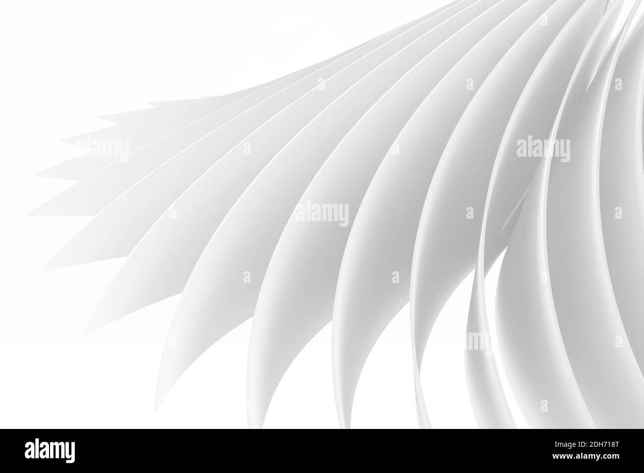 Abstract white bent leaves structure, digital graphic background, 3d ...