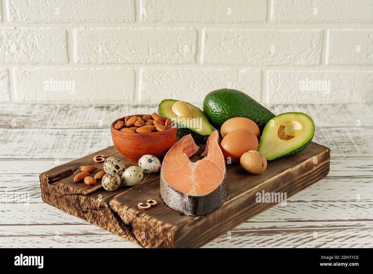 Animal and vegetable sources of omega-3 acids. Balanced diet concept ...