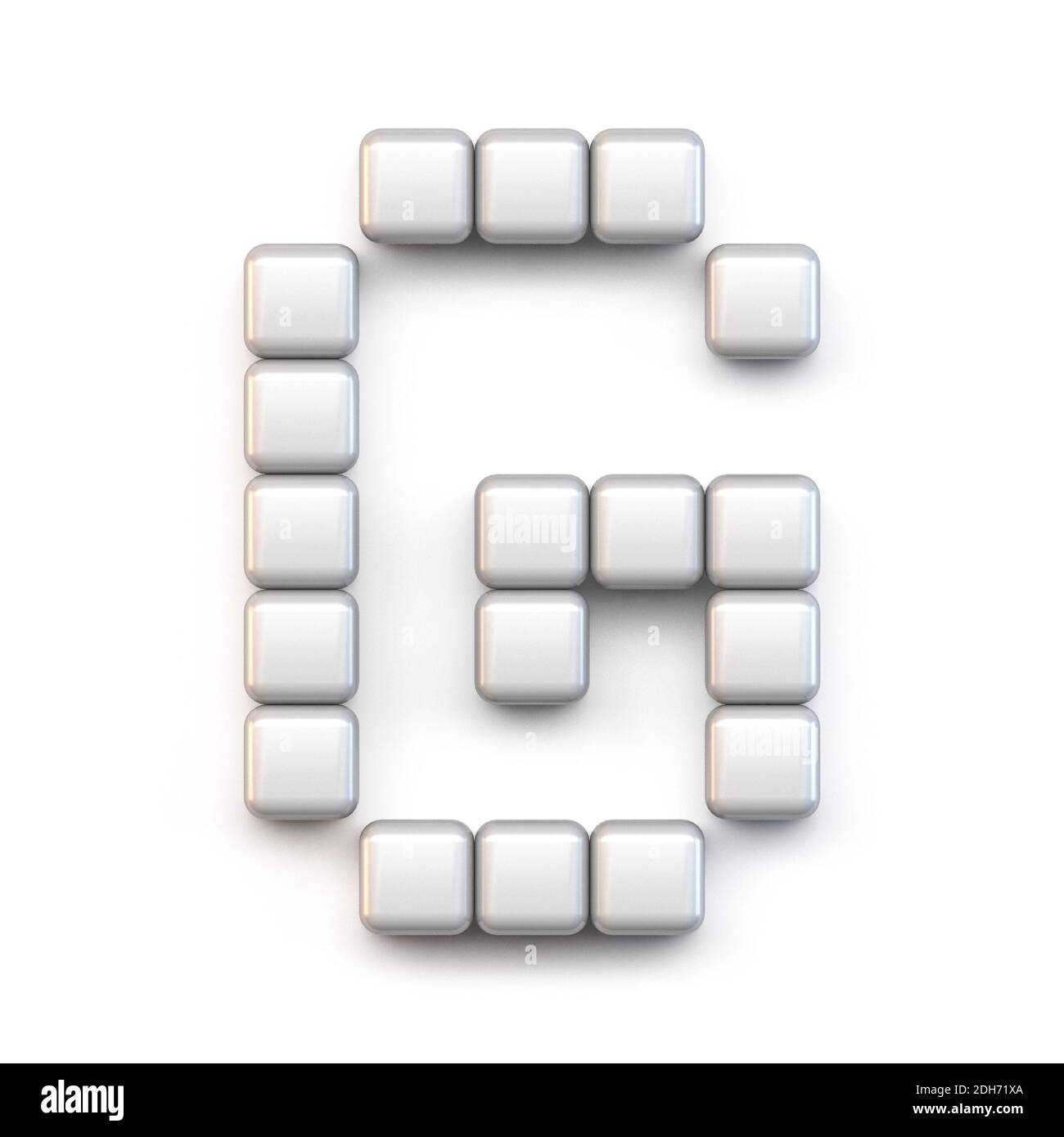White cube, pixel font Letter G 3D Stock Photo - Alamy