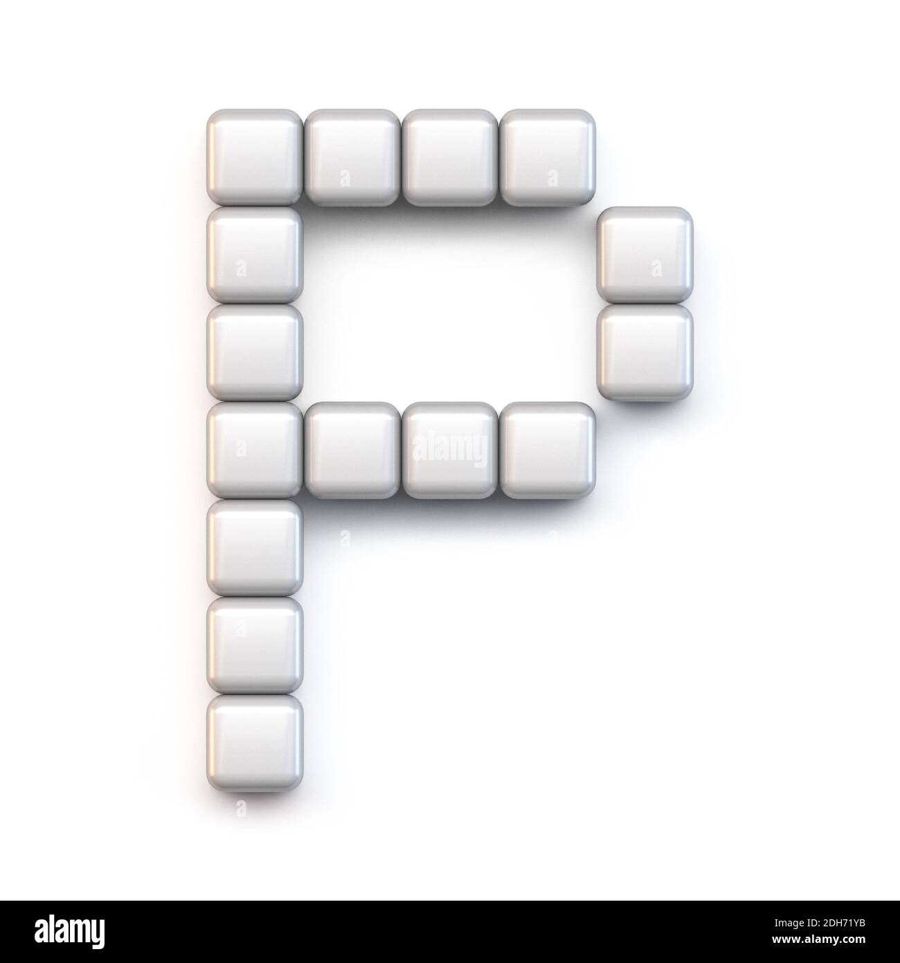 White cube, pixel font Letter P 3D Stock Photo - Alamy