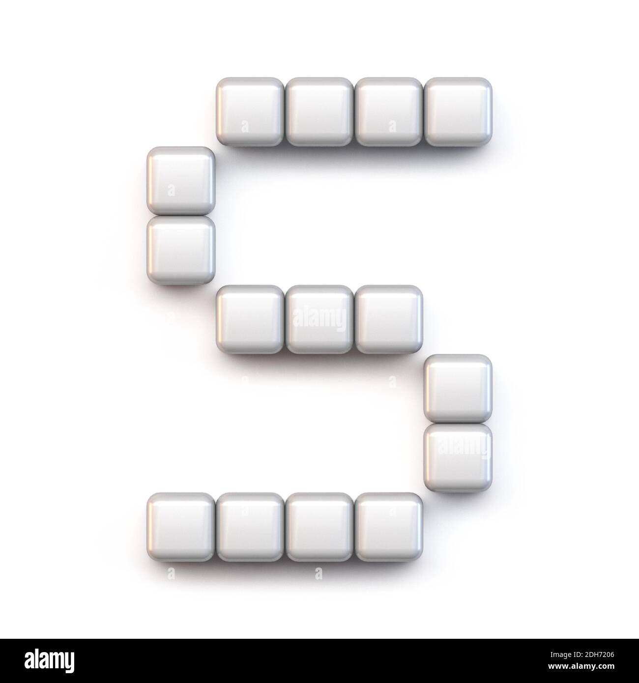 White cube, pixel font Letter S 3D Stock Photo - Alamy