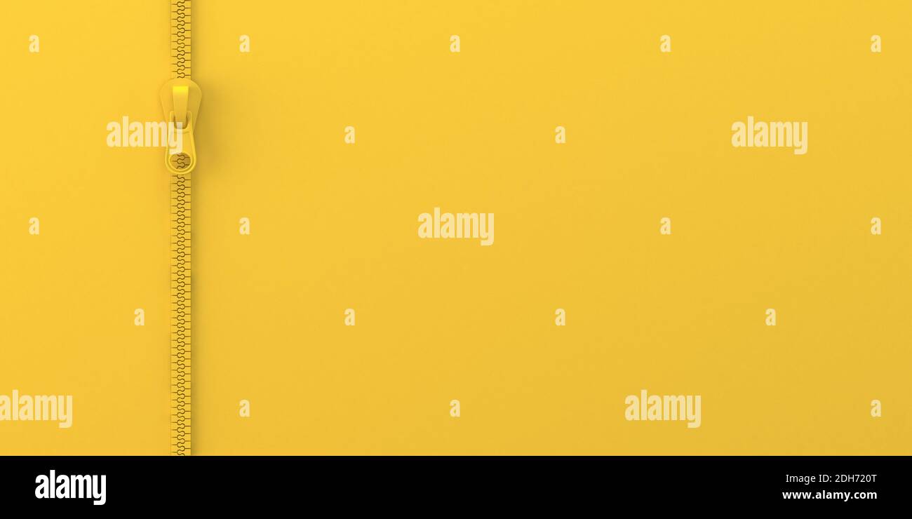 Yellow vertical zipper 3D Stock Photo - Alamy