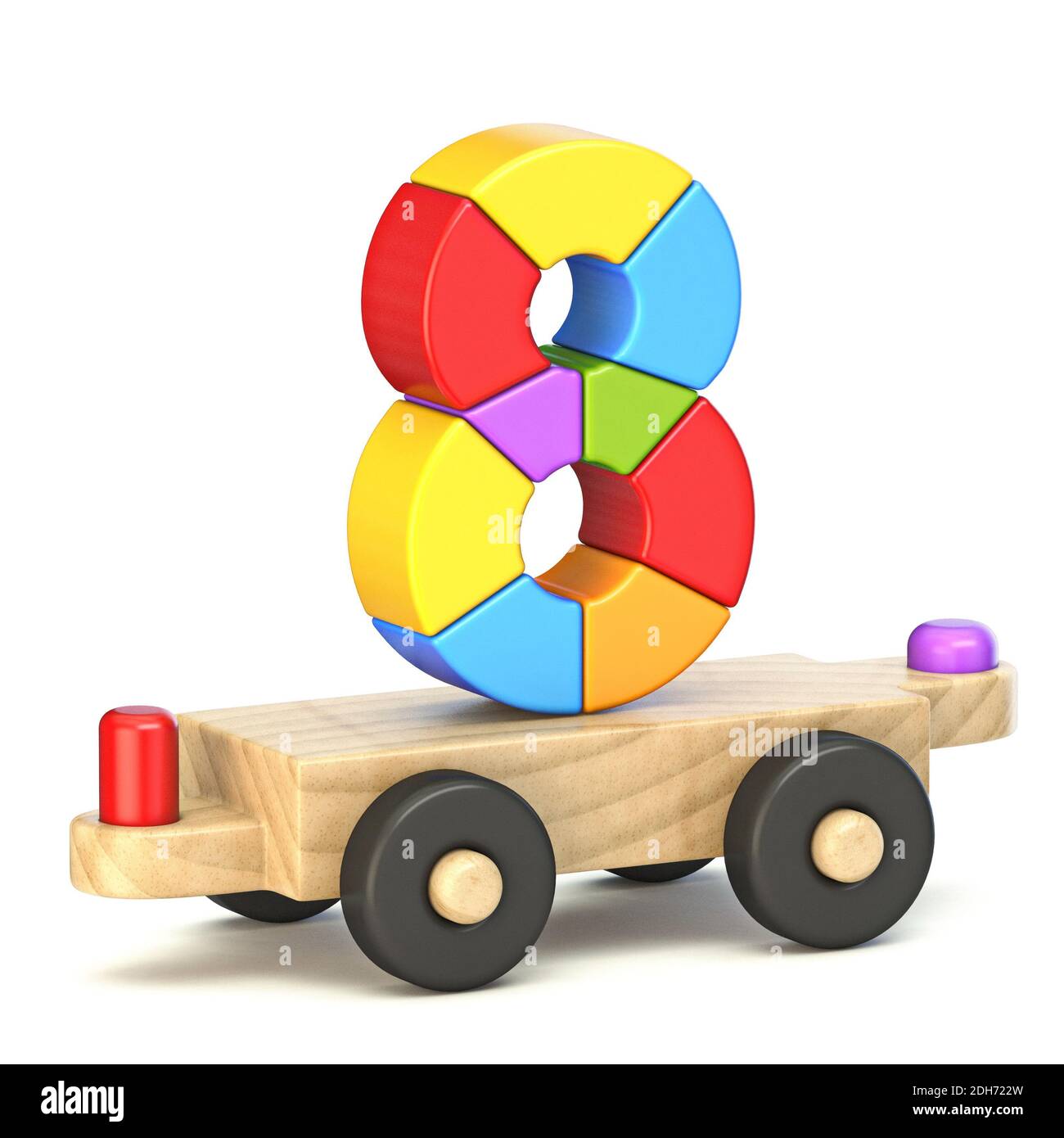 Wooden train Number 8 EIGHT 3D Stock Photo - Alamy