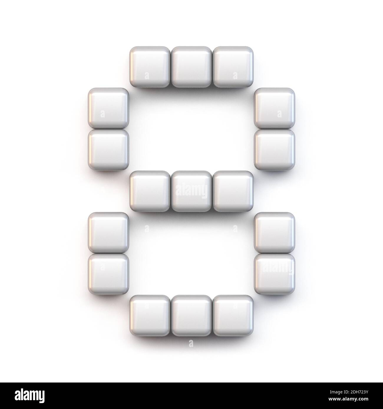 White cube, pixel font Number EIGHT 8 3D Stock Photo - Alamy