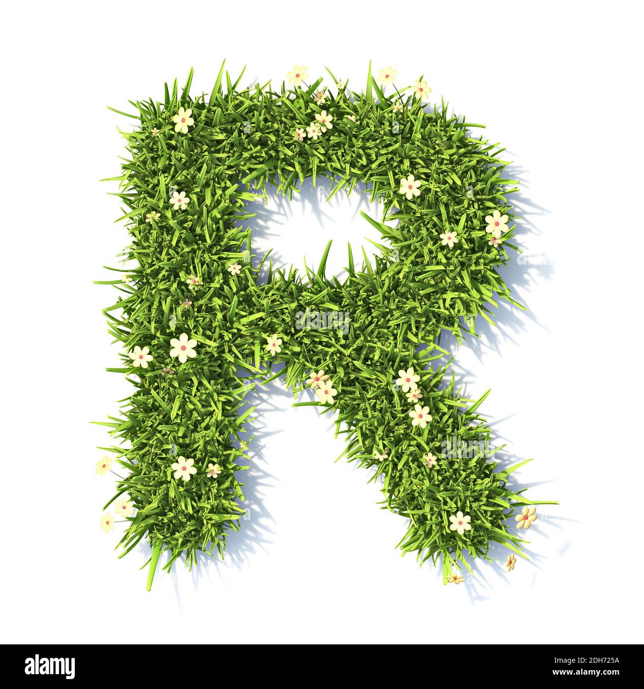 Grass font Letter R 3D Stock Photo - Alamy