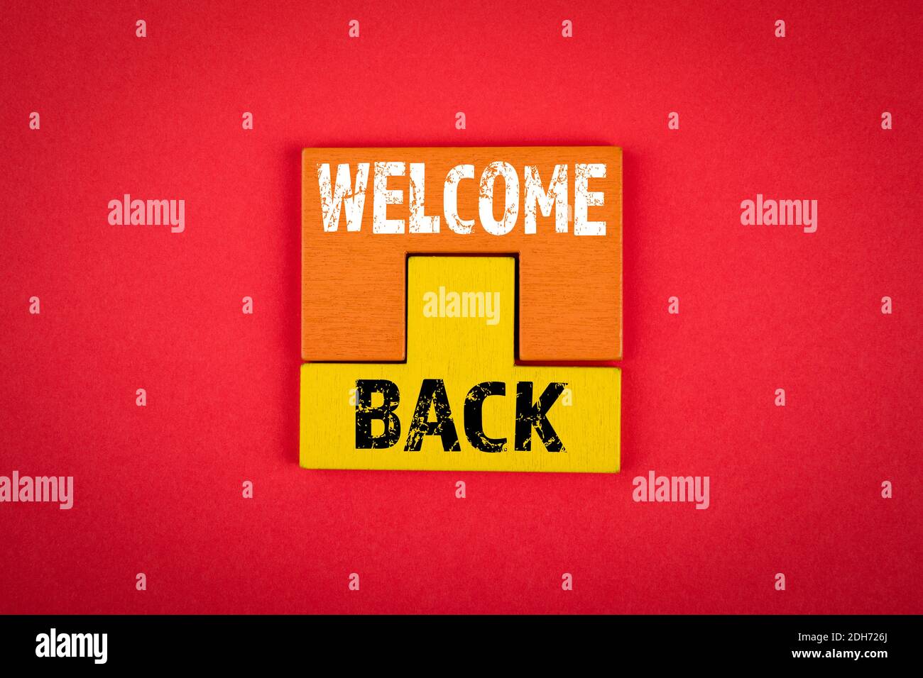 Welcome back. Business, marketing and service concept. Text on colored ...