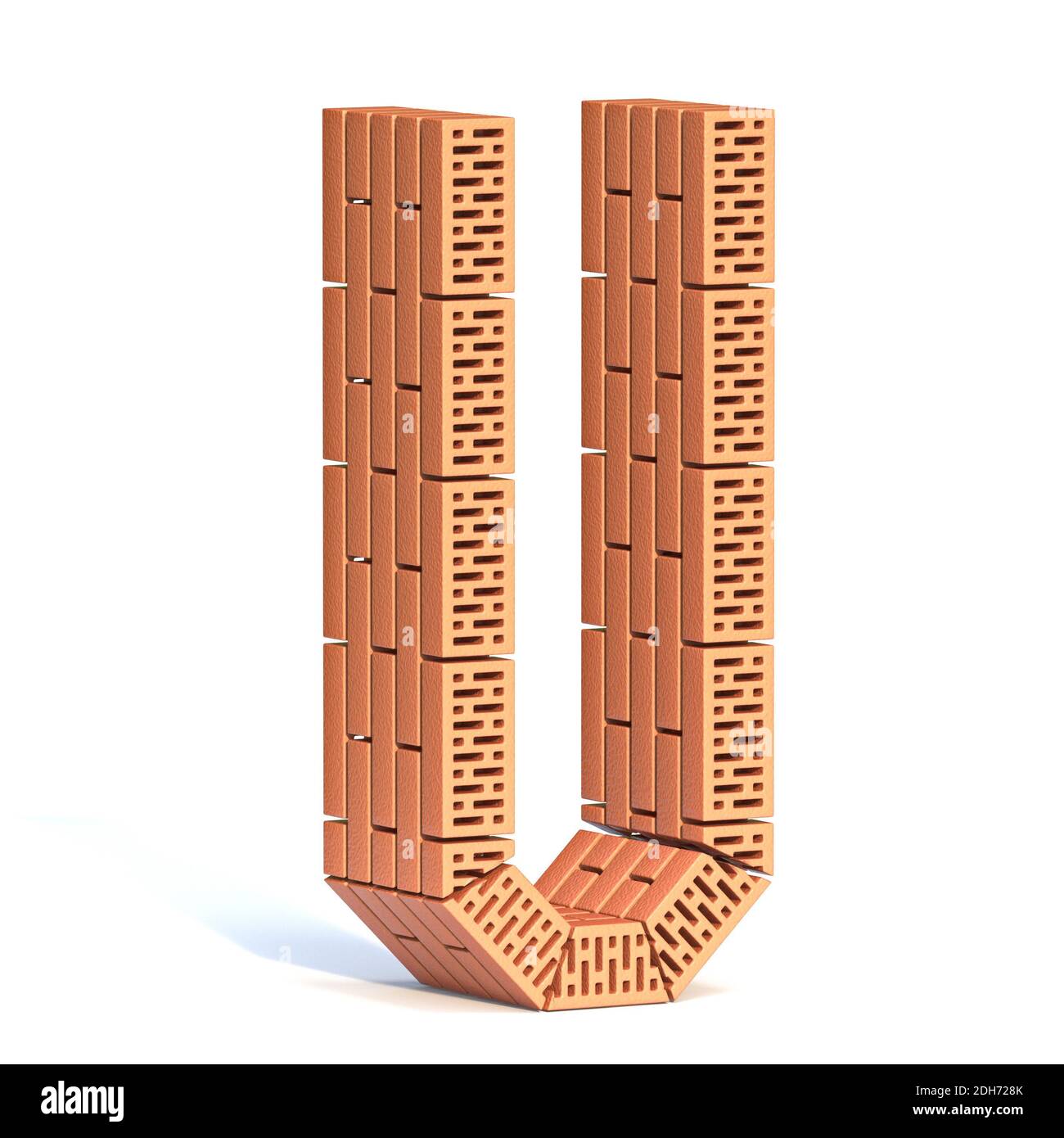 Brick wall font Letter U 3D Stock Photo - Alamy