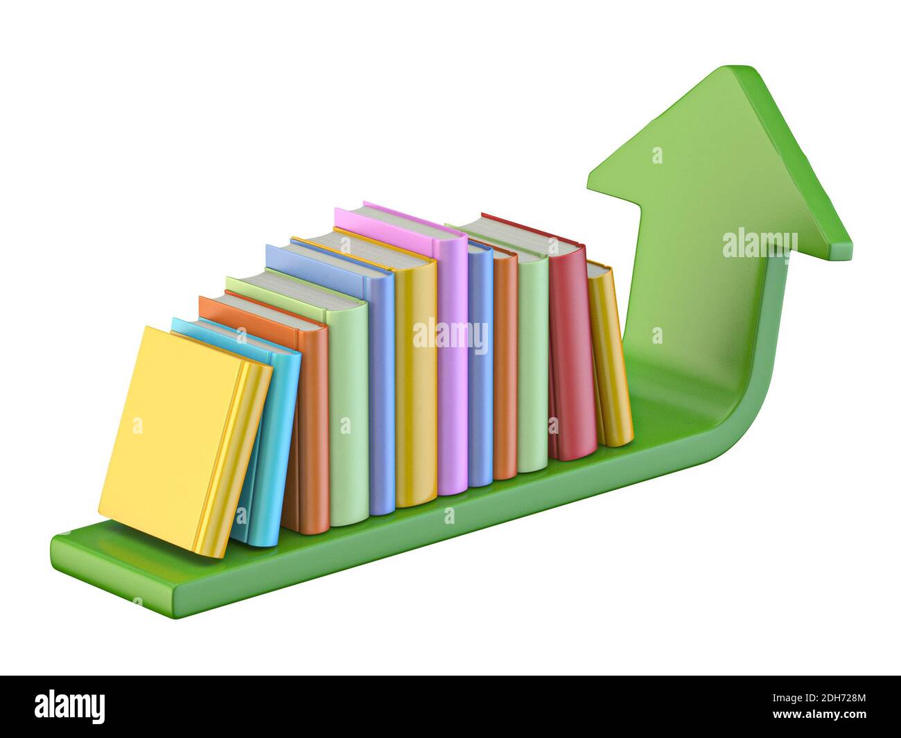 Books on a arrow shelf 3D Stock Photo - Alamy