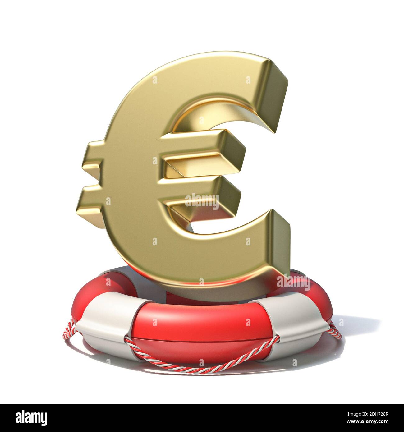 Golden euro sign in lifebuoy 3D Stock Photo - Alamy