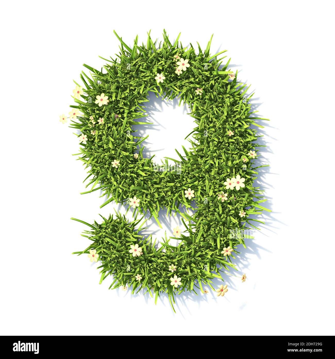 Grass font Number 9 NINE 3D Stock Photo - Alamy