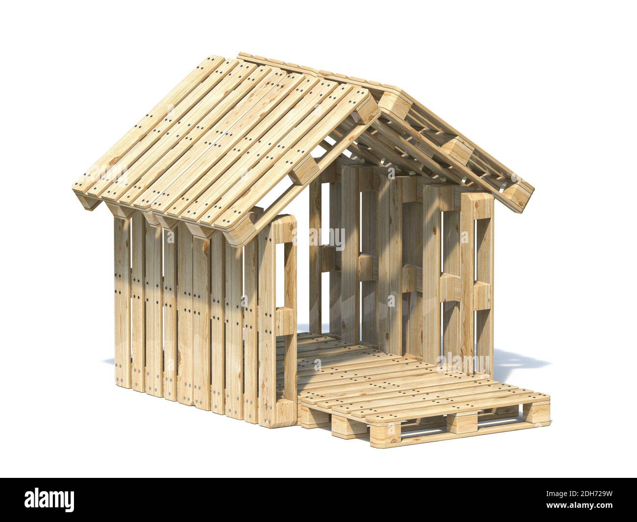 Wooden pallet house 3D Stock Photo - Alamy