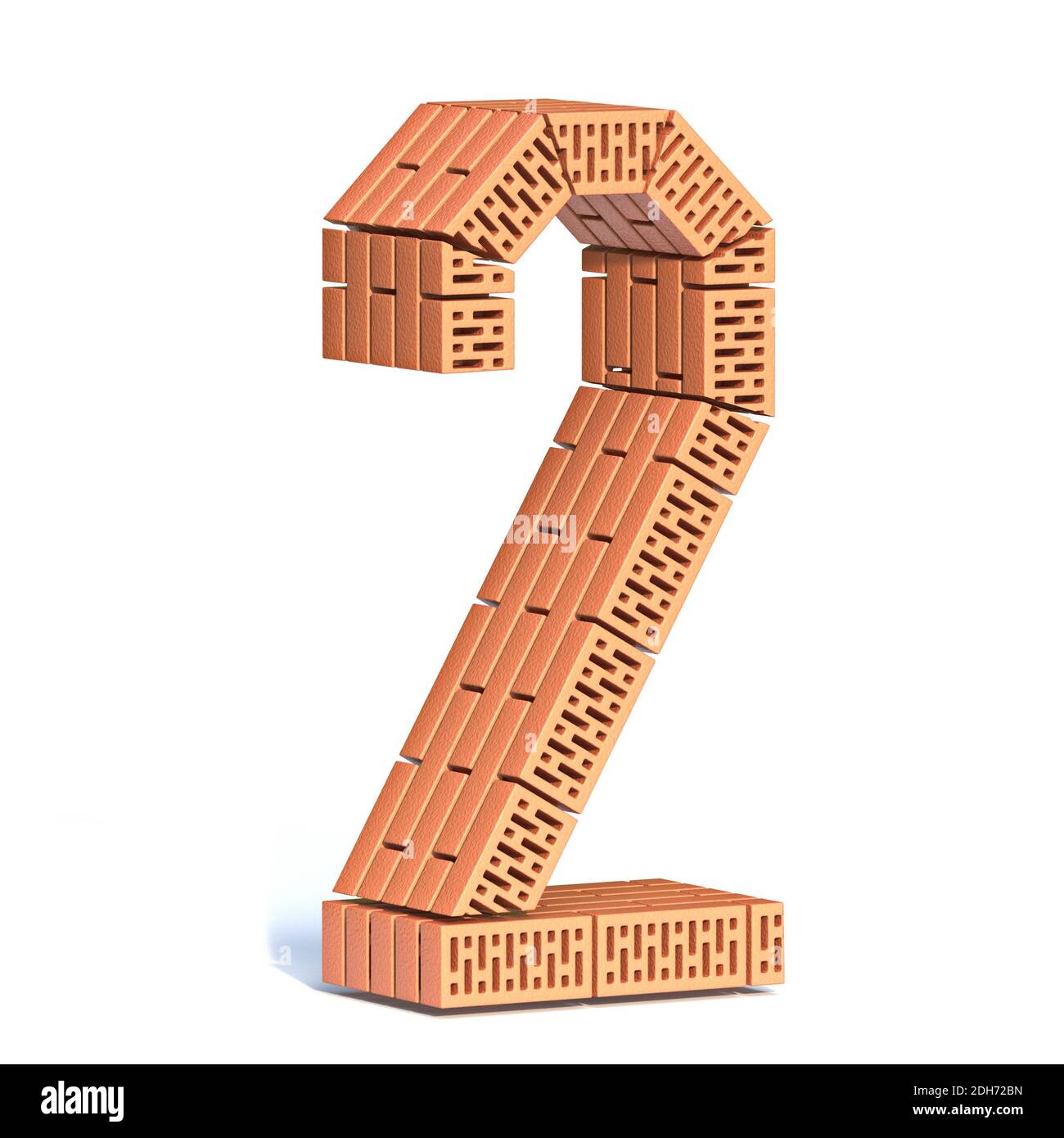 Brick wall font Number 2 TWO 3D Stock Photo - Alamy
