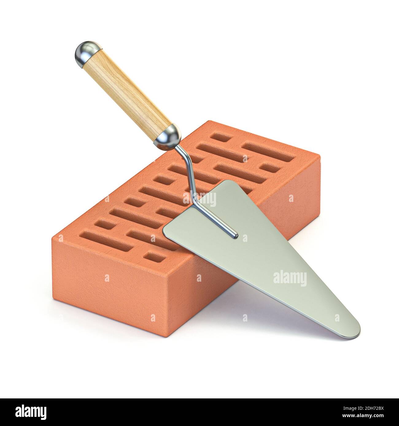 Trowel and brick 3D Stock Photo - Alamy