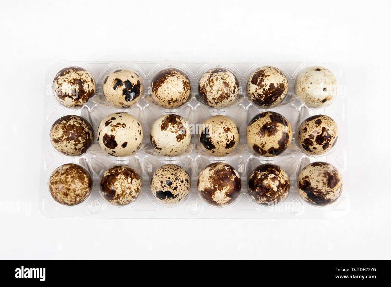 Quail egg pack on a white background. Healthy, breakfast and poultry ...