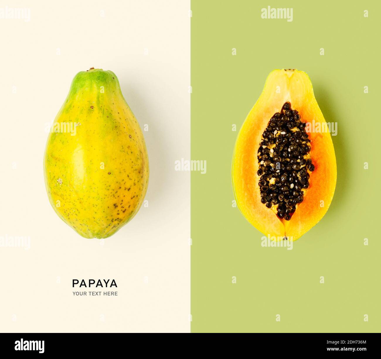 Fresh papaya fruits creative layout. Healthy eating, dieting and food ...