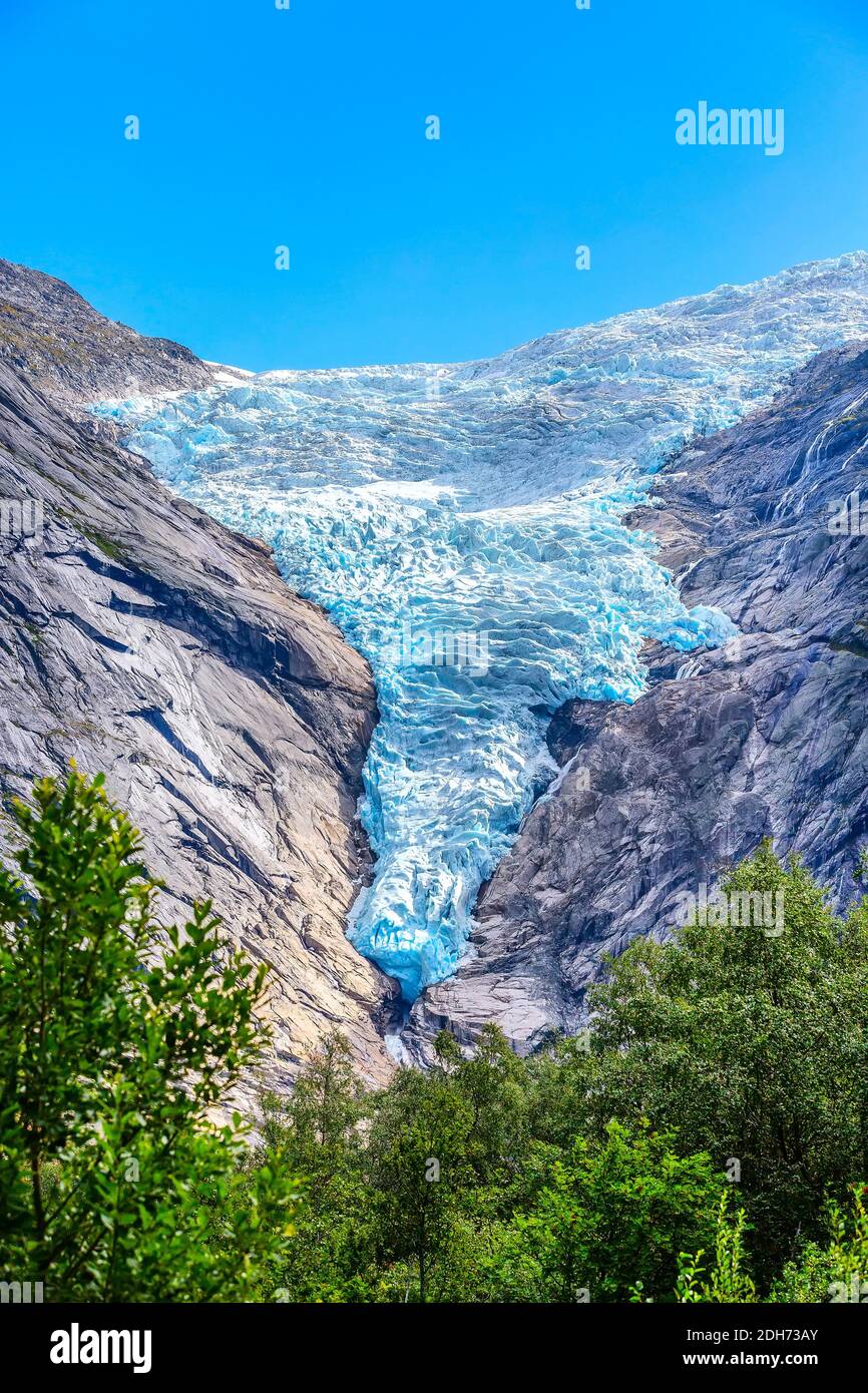 Briksdal glacier, Norway nature landmark Stock Photo - Alamy