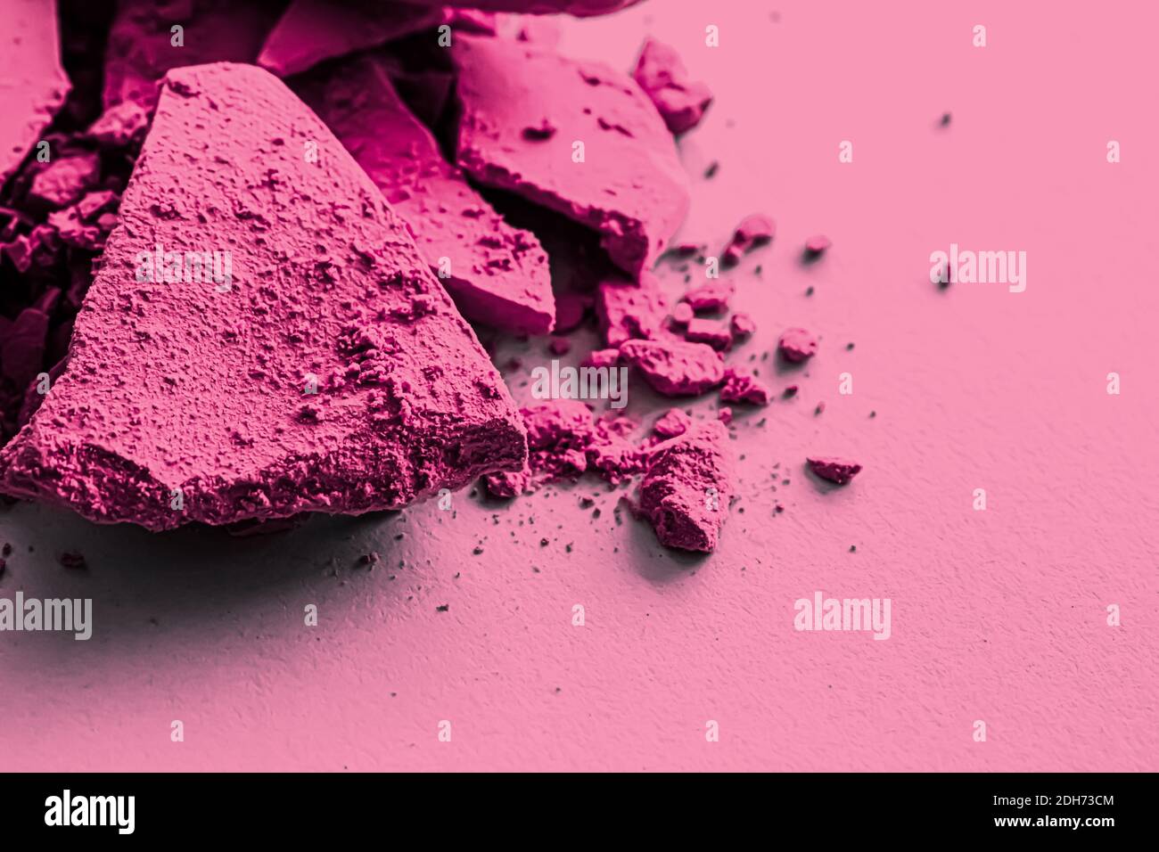Pink eye shadow powder as makeup palette closeup, crushed cosmetics and ...