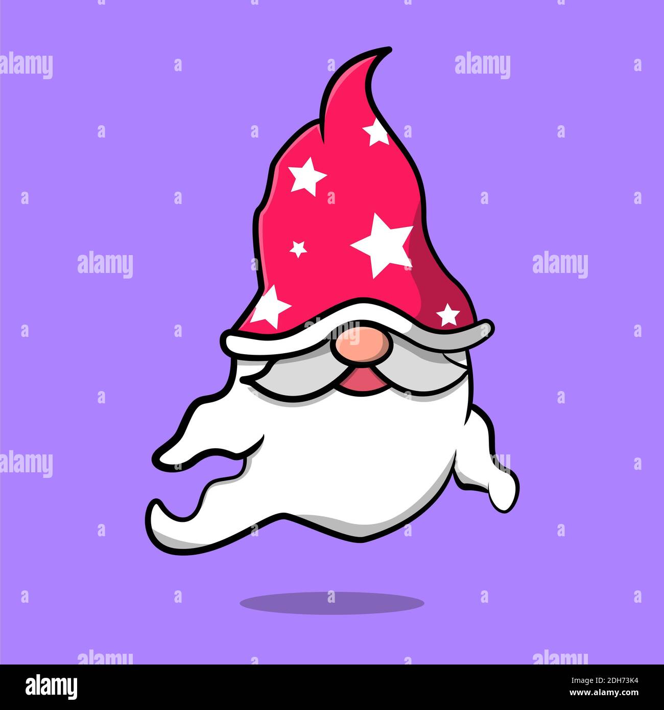 cute ghost wear santa hat mascot. design isolated on purple background ...
