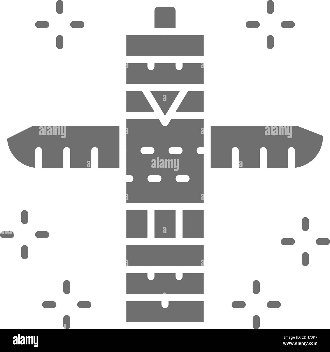 Traditional animal totem pole, native indian totem grey icon Stock ...