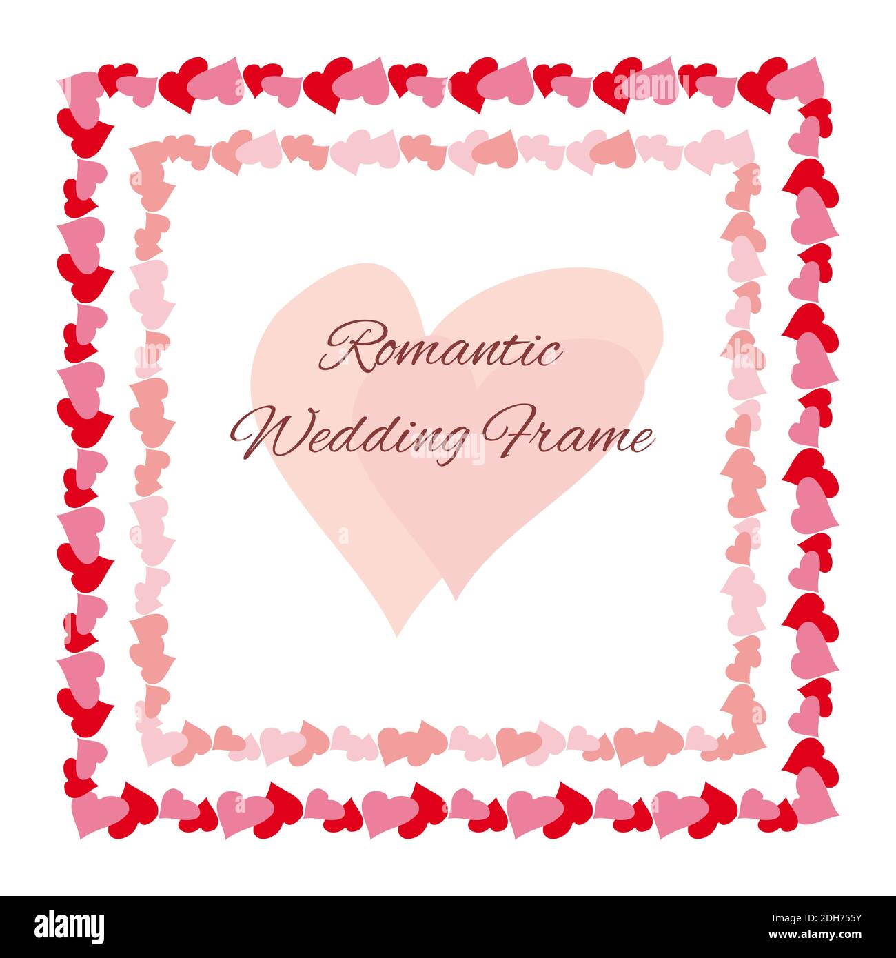 Romantic wedding frame made of hearts. Valentine's day greeting card ...