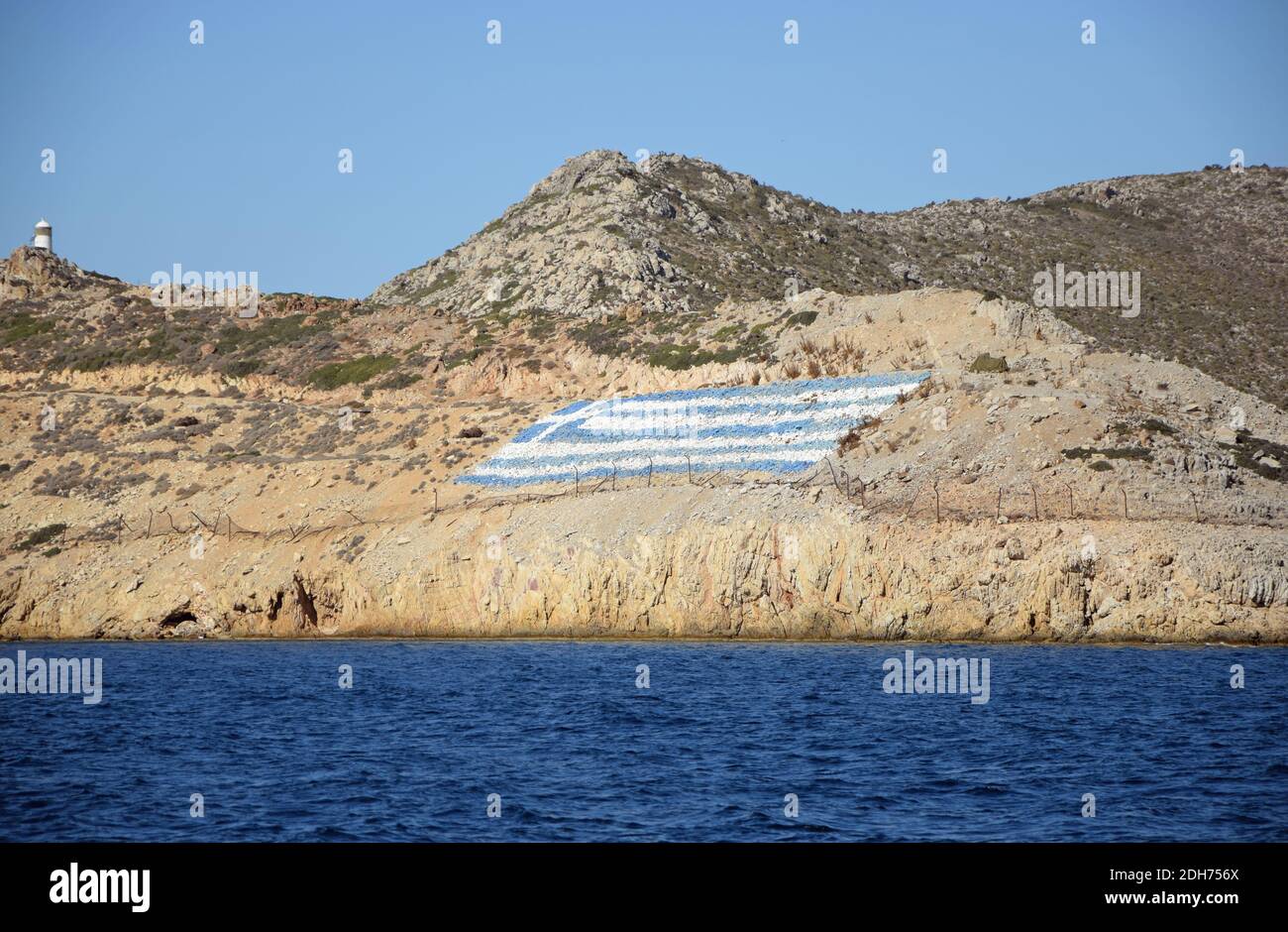 Greek flag at Kalymnos Stock Photo - Alamy