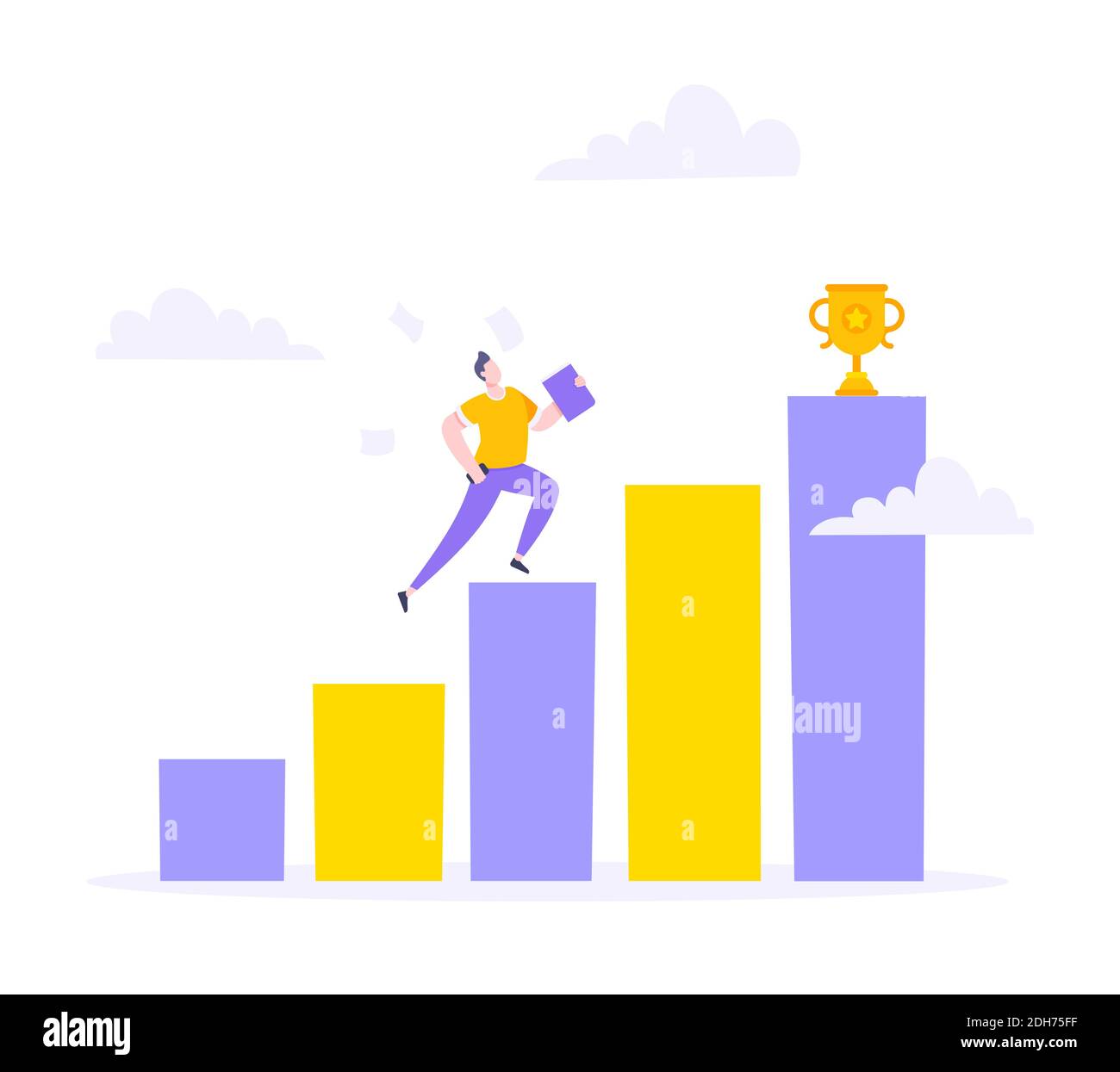 Career ladder climbing and goal achievement business concept flat style ...