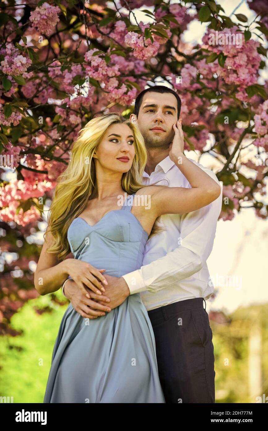 Loving people. couple of lovers under love tree valentines day ...