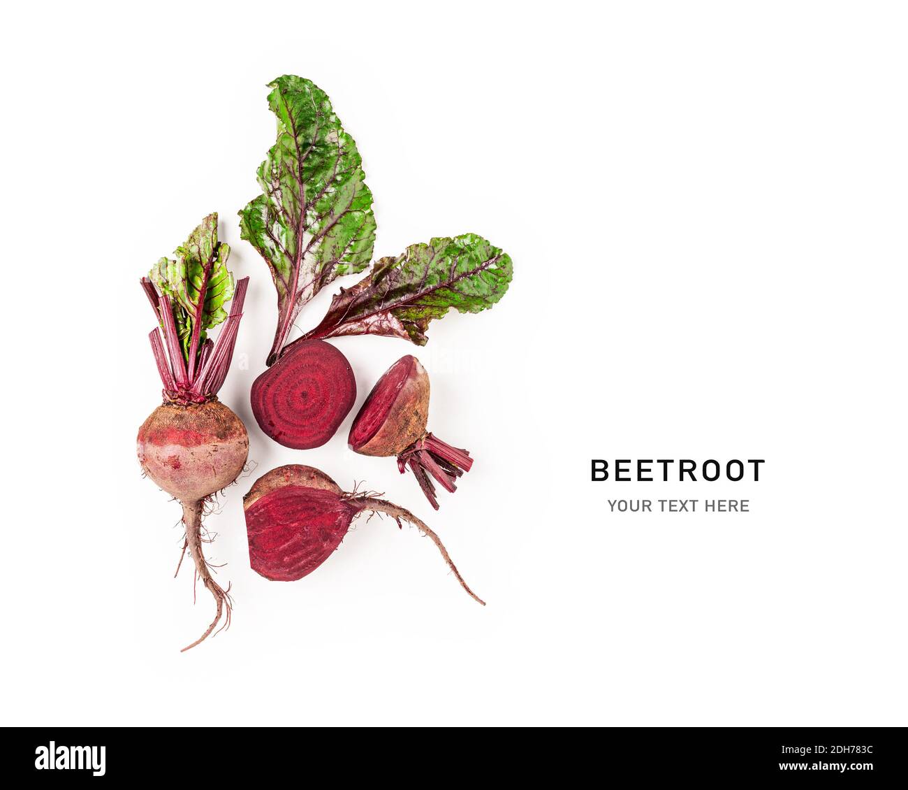 Organic beetroot with leaves isolated on white background. Healthy ...