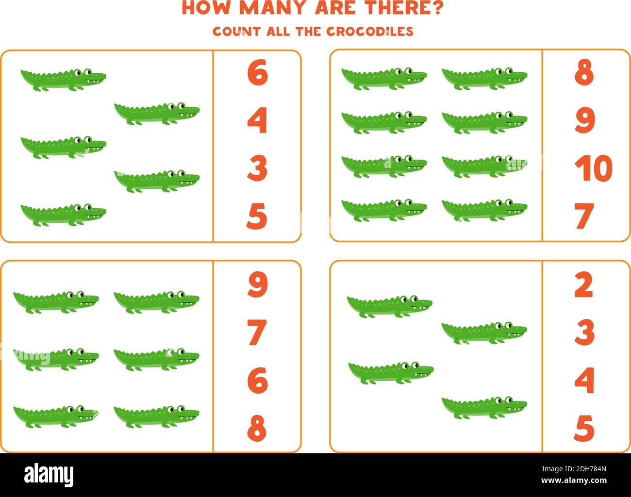 Counting game for kids. Count all cute crocodiles. Worksheet for ...