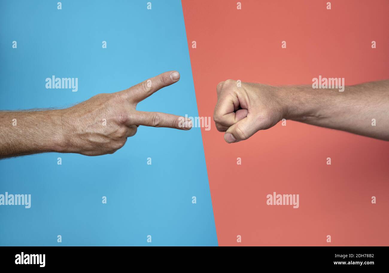 Rock paper scissors hand hi-res stock photography and images - Alamy
