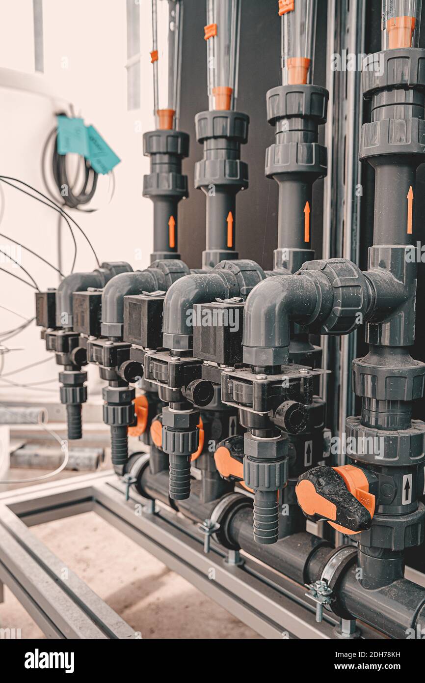 Large industrial boiler room with pipes and valves Stock Photo - Alamy
