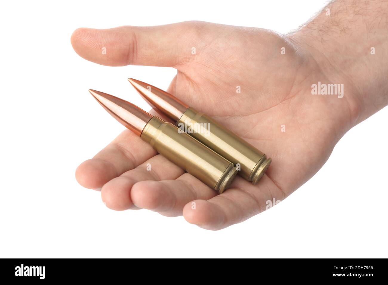 Hand with bullets Stock Photo - Alamy