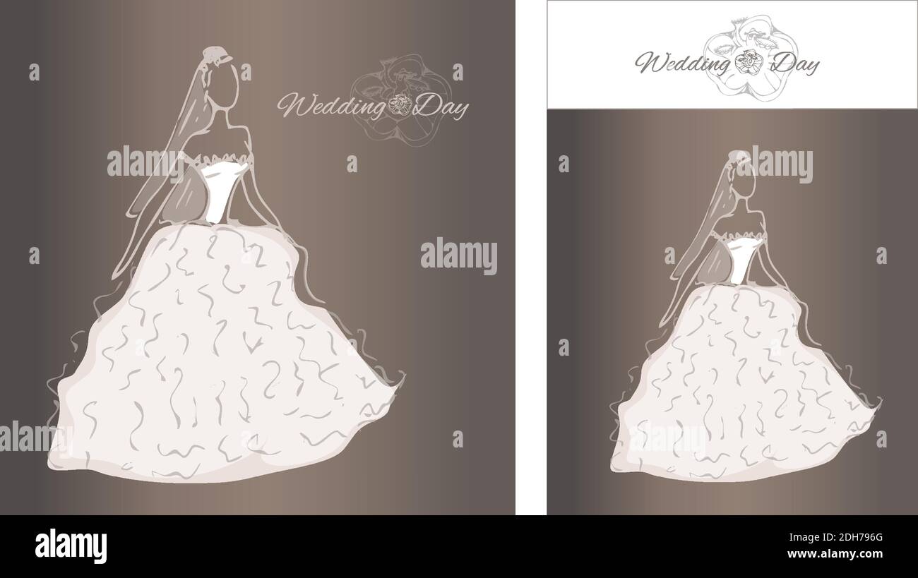 Vector fashion illustration. Girl in wedding dress. Bride. Vector ...