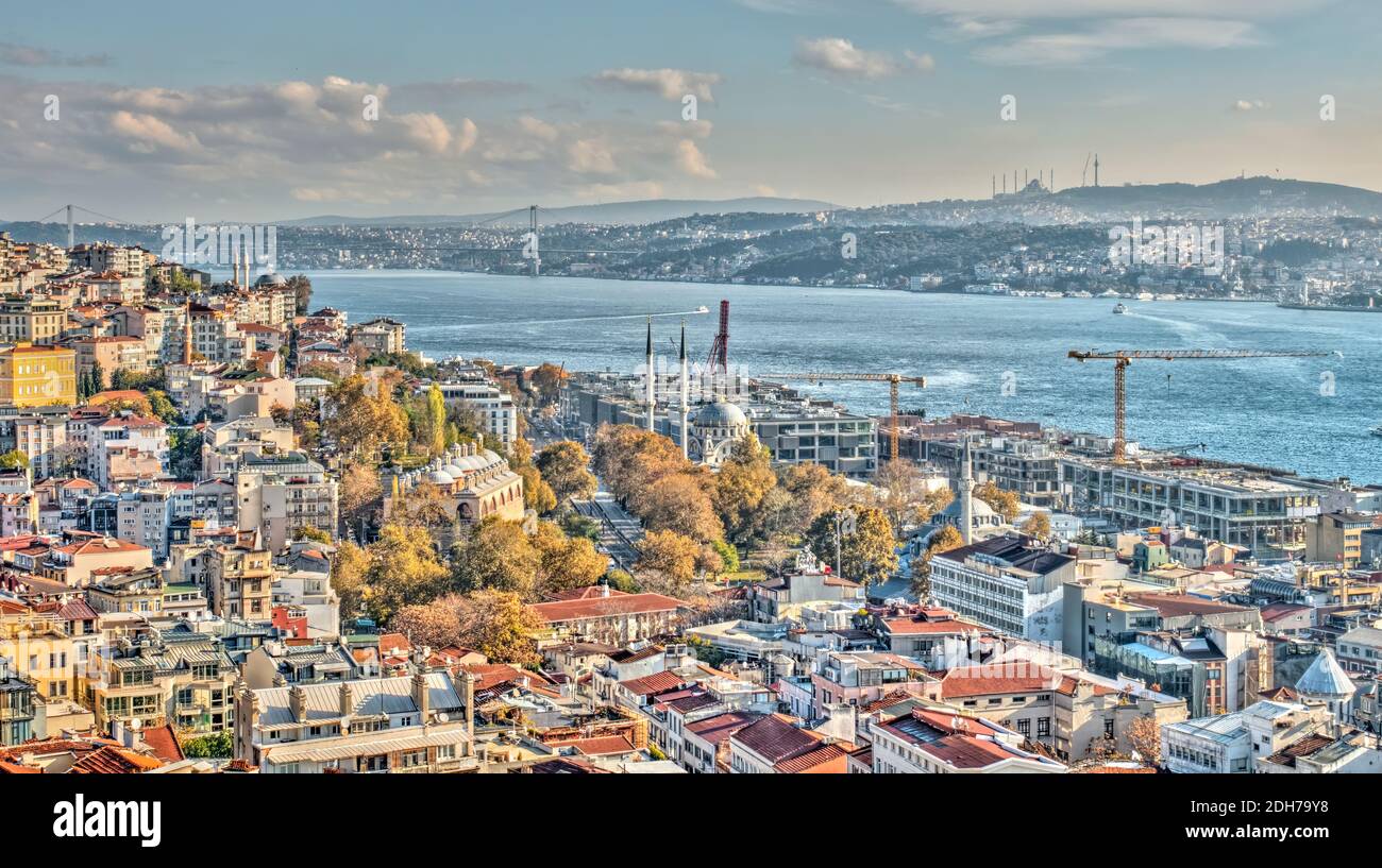 Istanbul and the Bosphorus cityscape, HDR Image Stock Photo - Alamy
