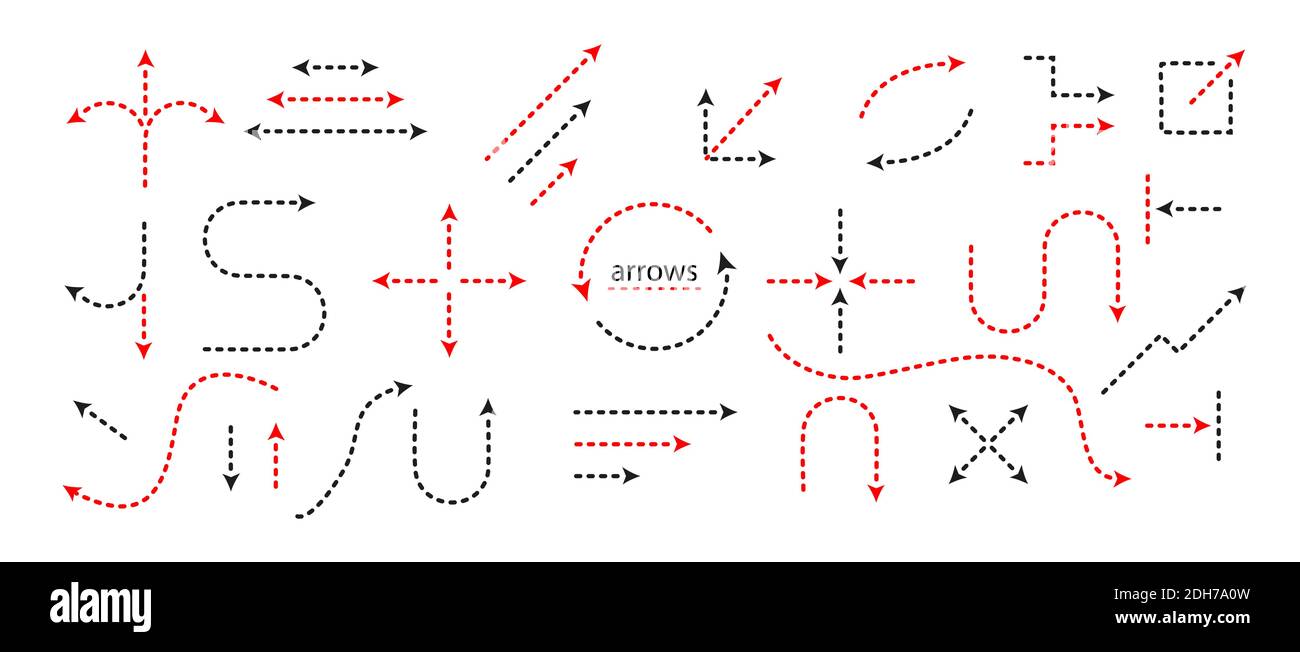 Big Set Arrows and directions signs. dotted line and arrow. Vector ...