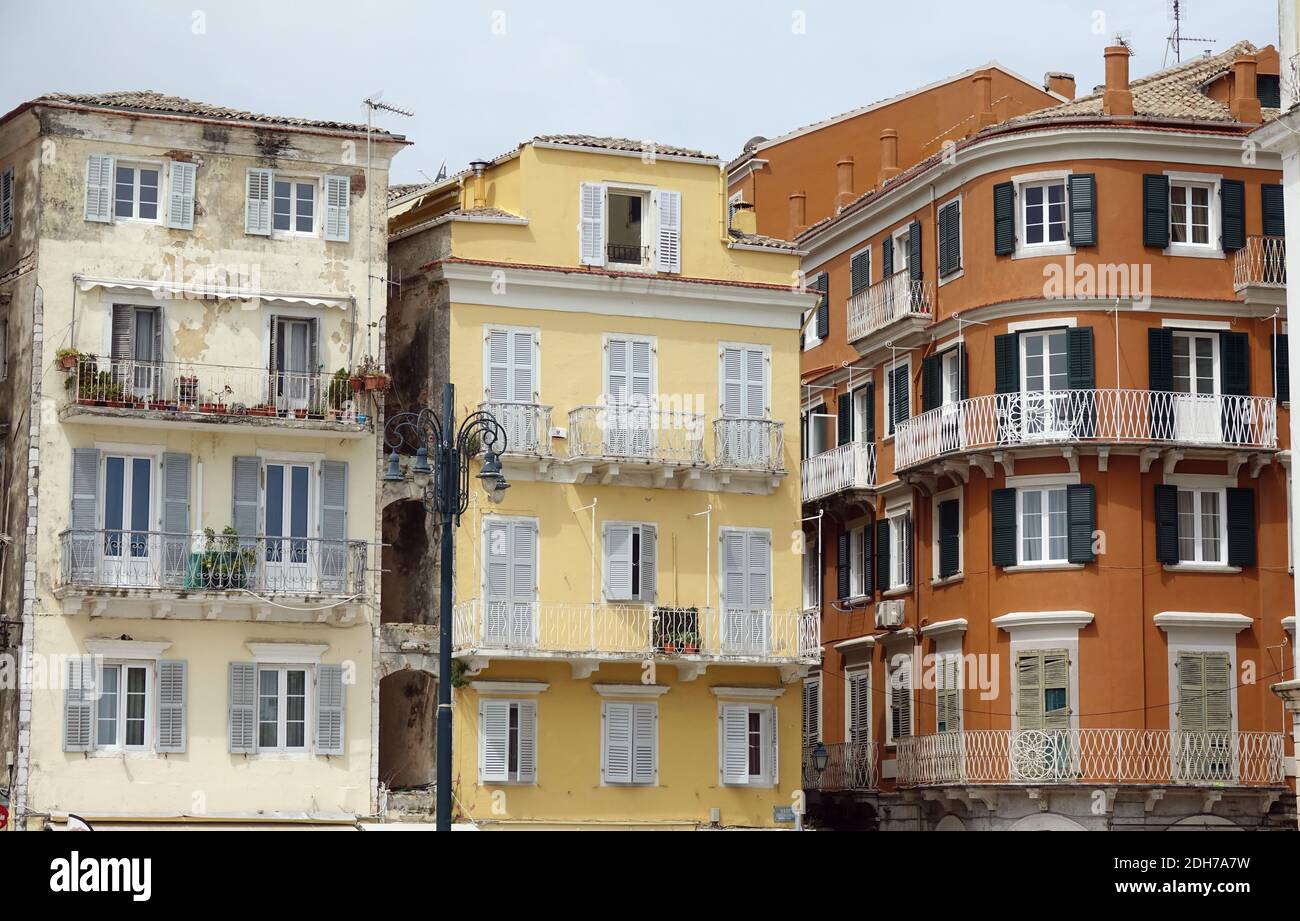 Houses in Corfu Town Stock Photo - Alamy