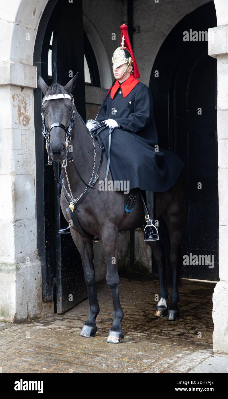 A member of the Household Cavalry on duty in Horse Guards Parade ...