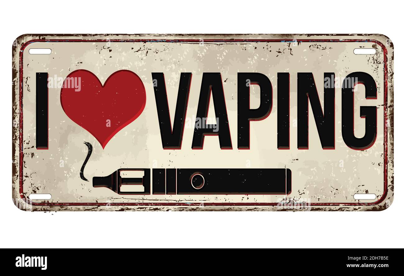 I love vaping vintage rusty metal plate on a white background, vector ...