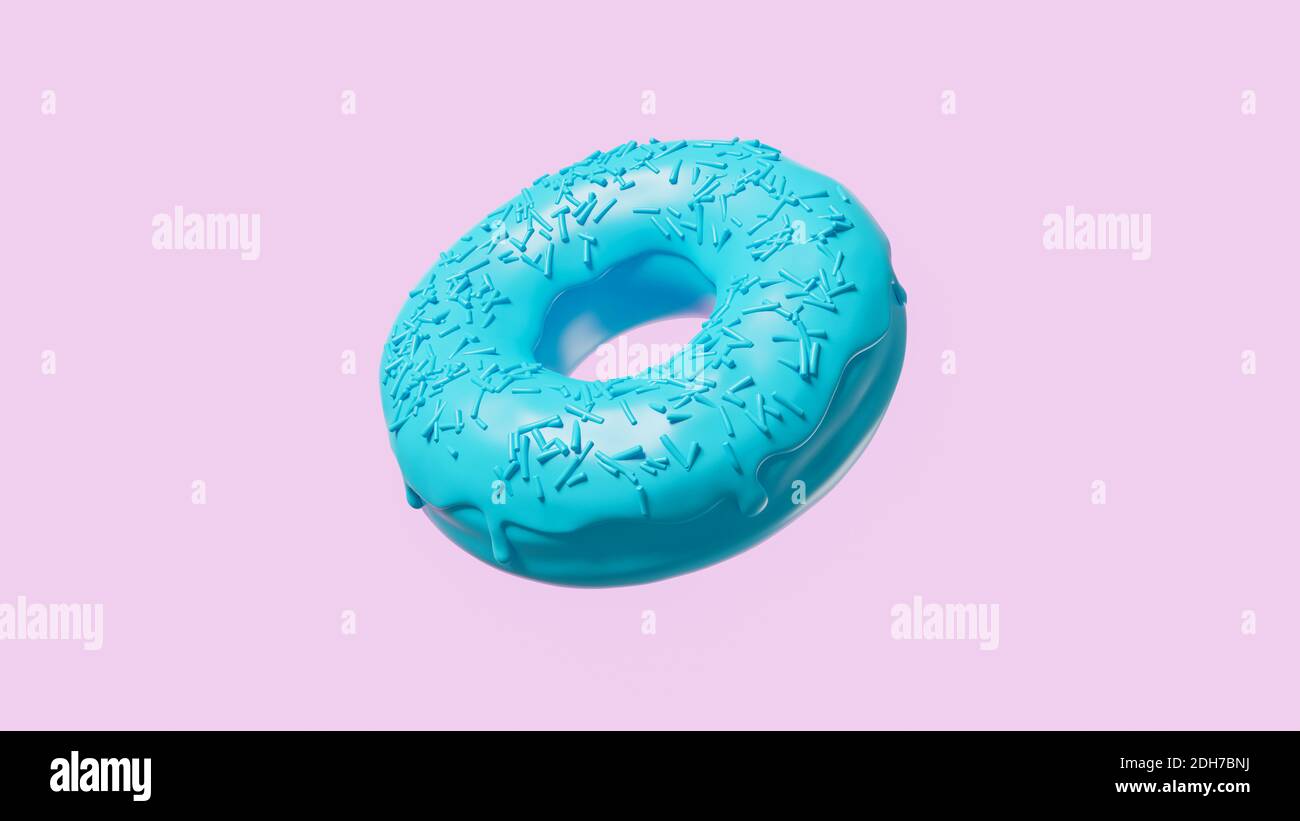 Teal donut hovering in space on pink background. 3d render Stock Photo ...