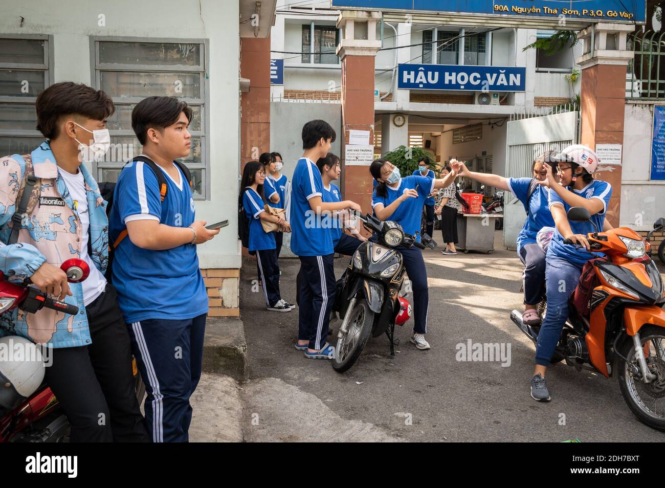 High school kids socializing outside of class, Ho Chi Minh City ...
