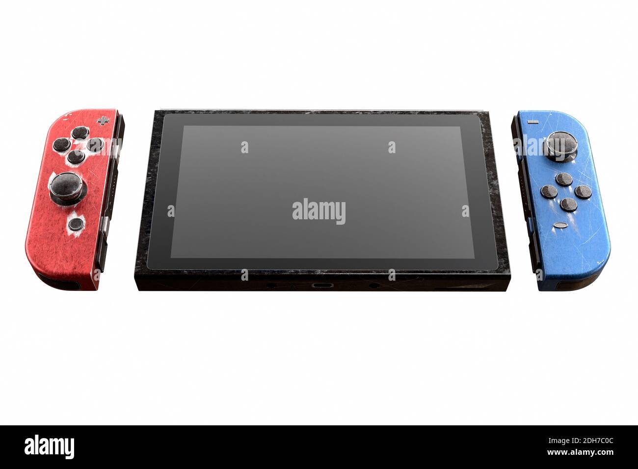 Conceptual used video game controllers attached to touch screen with ...