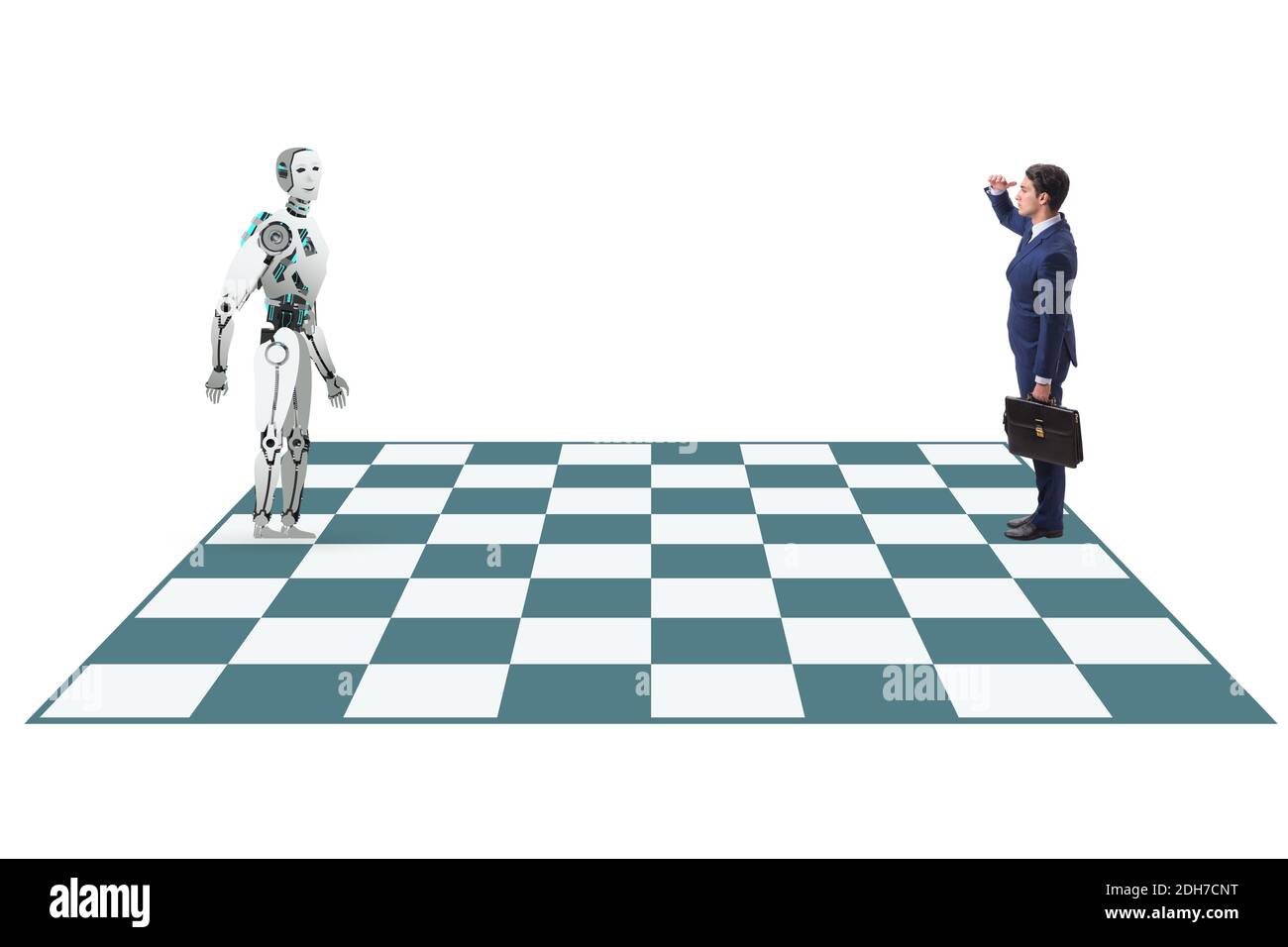 Concept of rivalry between robots and humans Stock Photo - Alamy