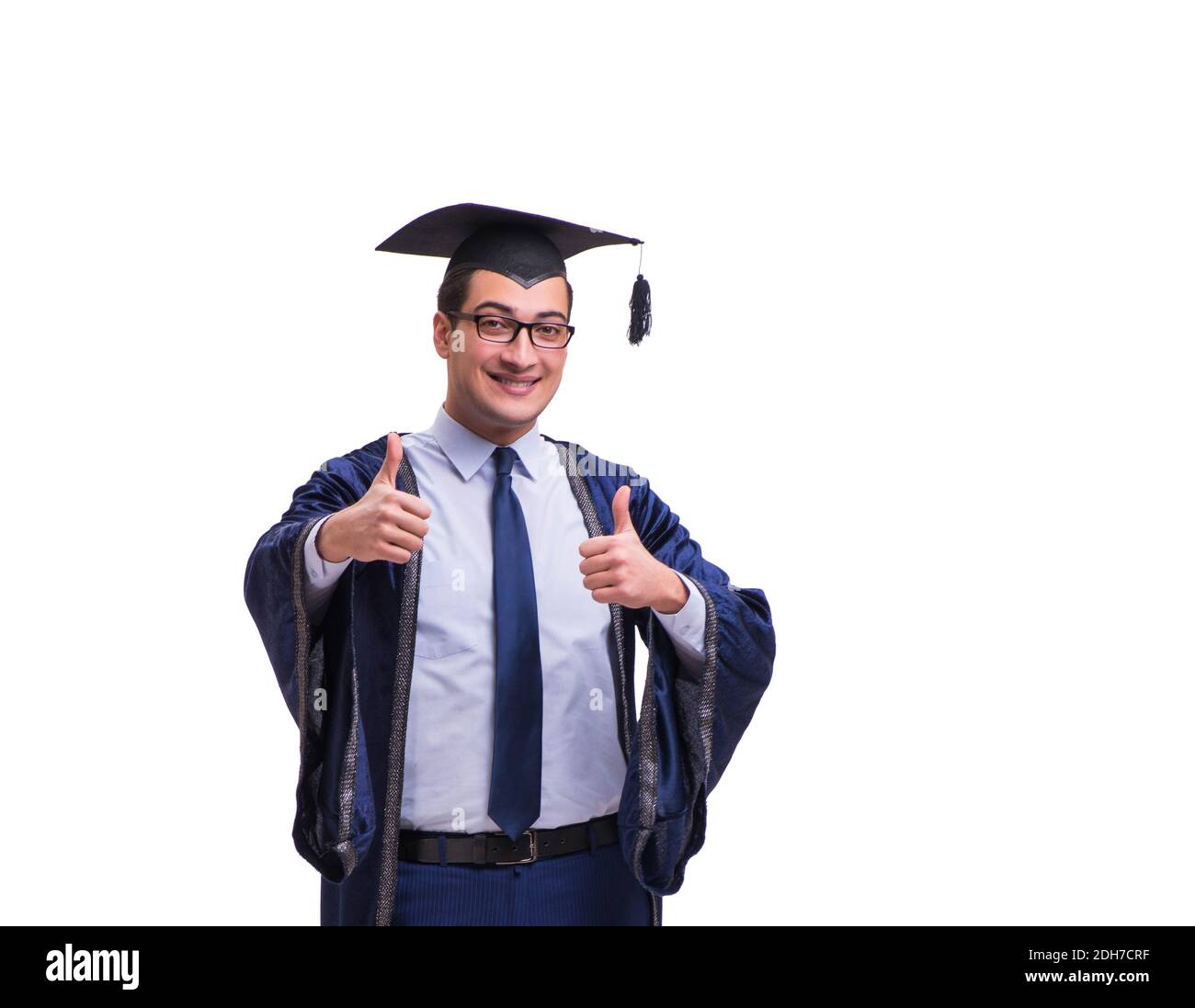 The young man student graduating isolated on white Stock Photo - Alamy