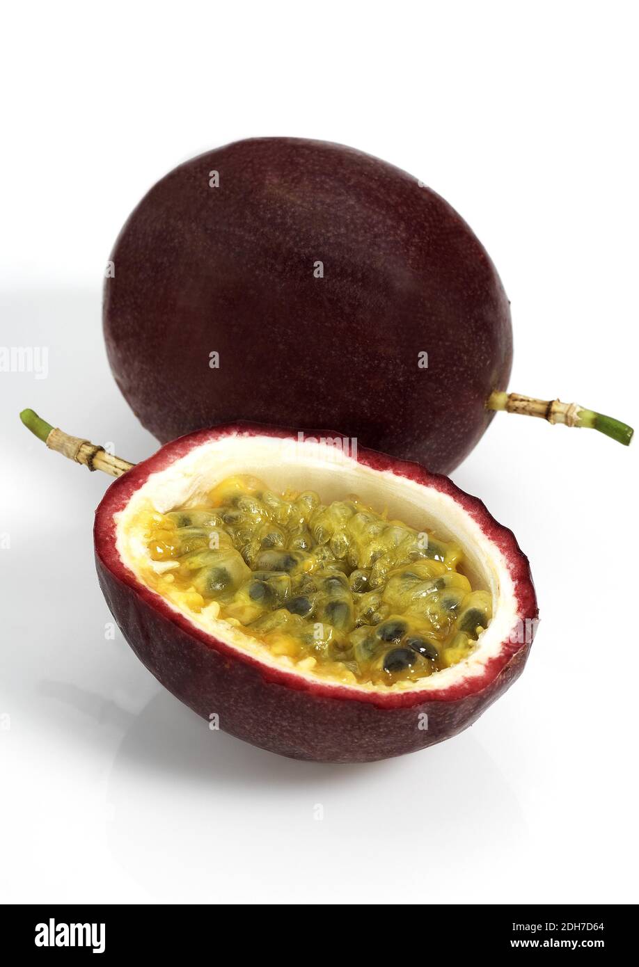 Passion Fruit, passiflora edulis against White Background Stock Photo ...